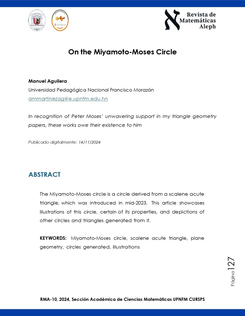 On the Miyamoto-Moses Circle. – Revista de Matemáticas Aleph