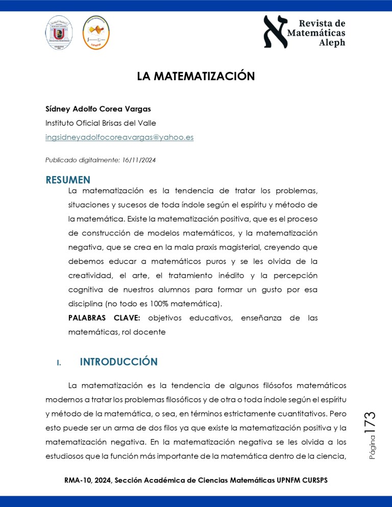 La Matematización – Revista de Matemáticas Aleph