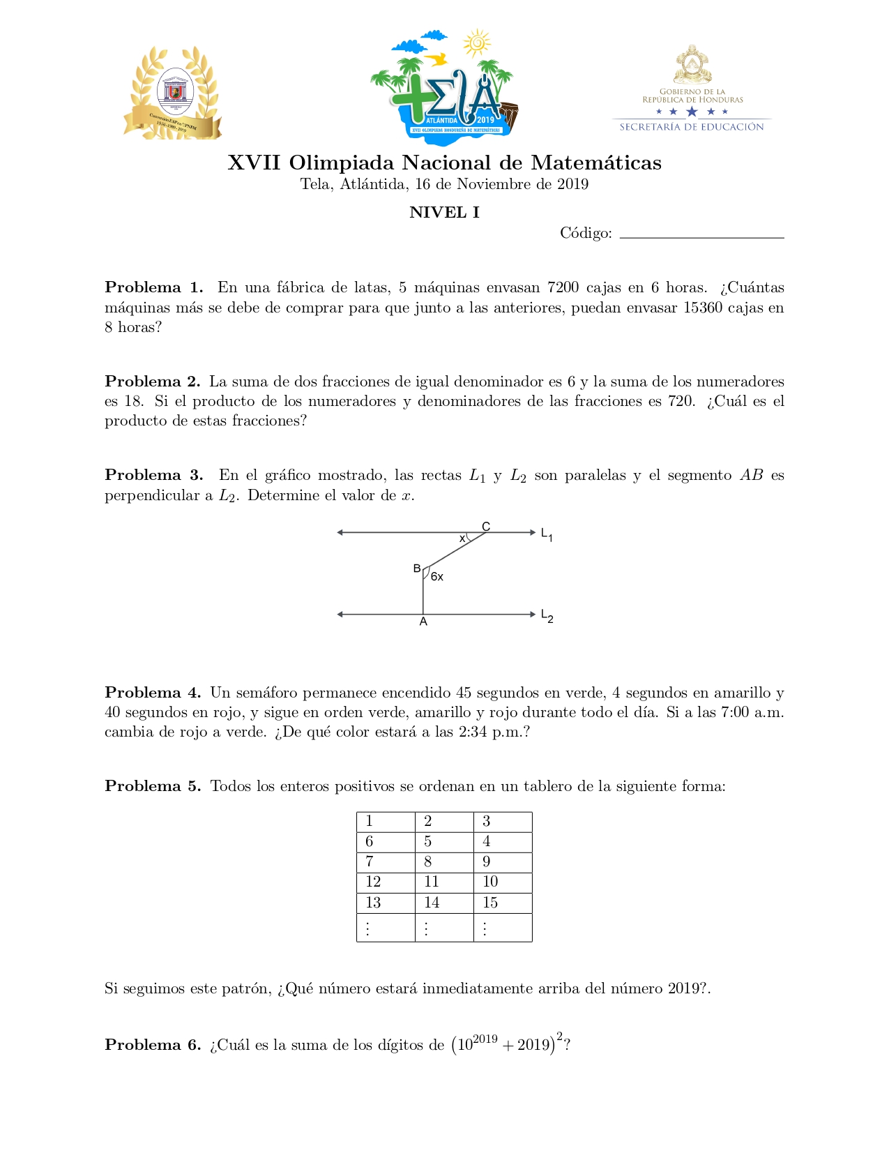 XVII OHM 2019 – Revista de Matemáticas Aleph