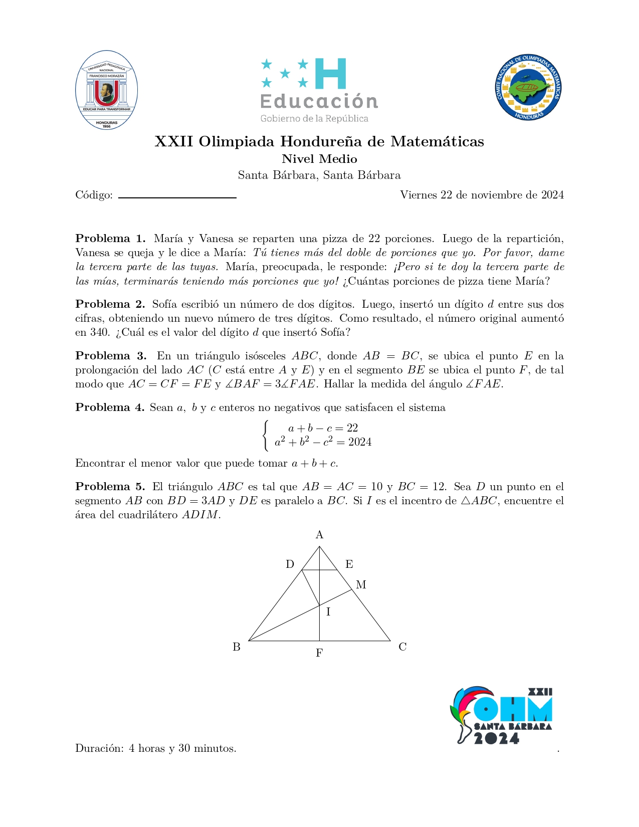 XXII OHM 2024 – Revista de Matemáticas Aleph
